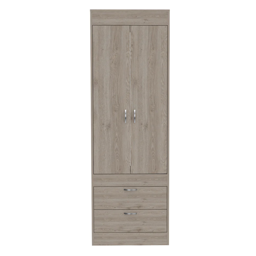 Portugal Armoire, Double Door Cabinet, Two Drawers, Metal Handles, Rod ...